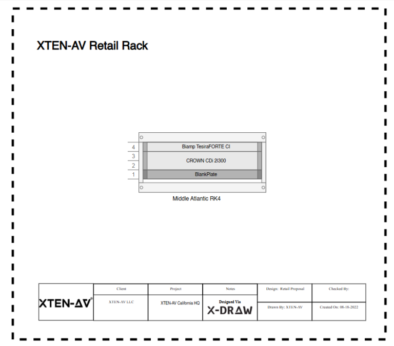 Retail Space AV Rack Diagram Layout Template - XTEN-AV