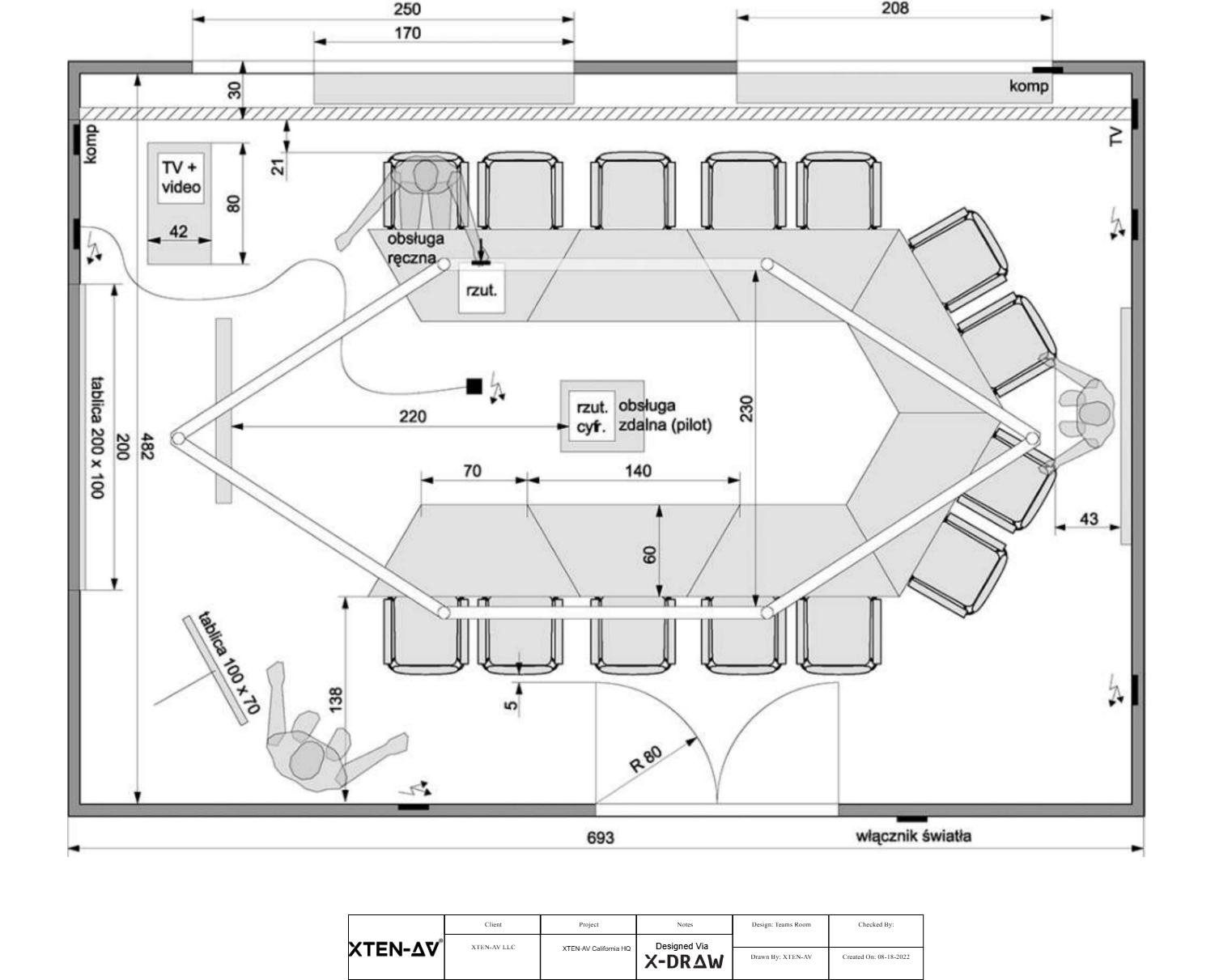 Teams Room Floor Plan Design Template - XTEN-AV
