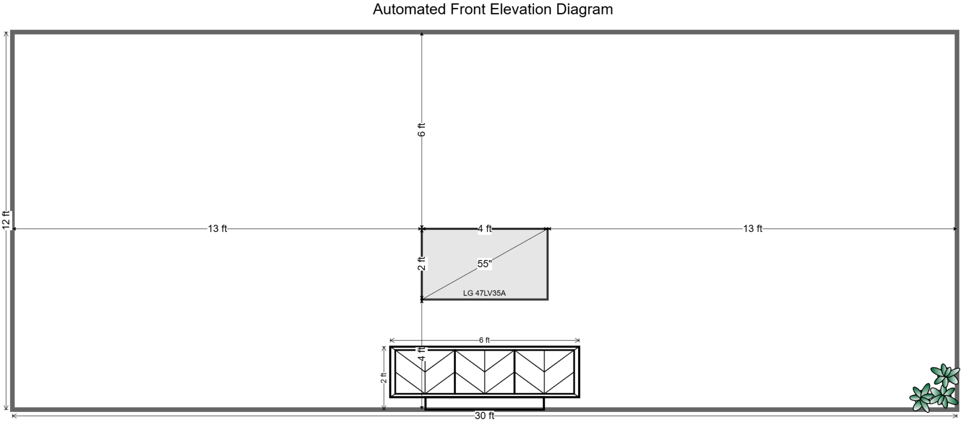 Video Wall Room Front Elevation Diagram Template - XTEN-AV